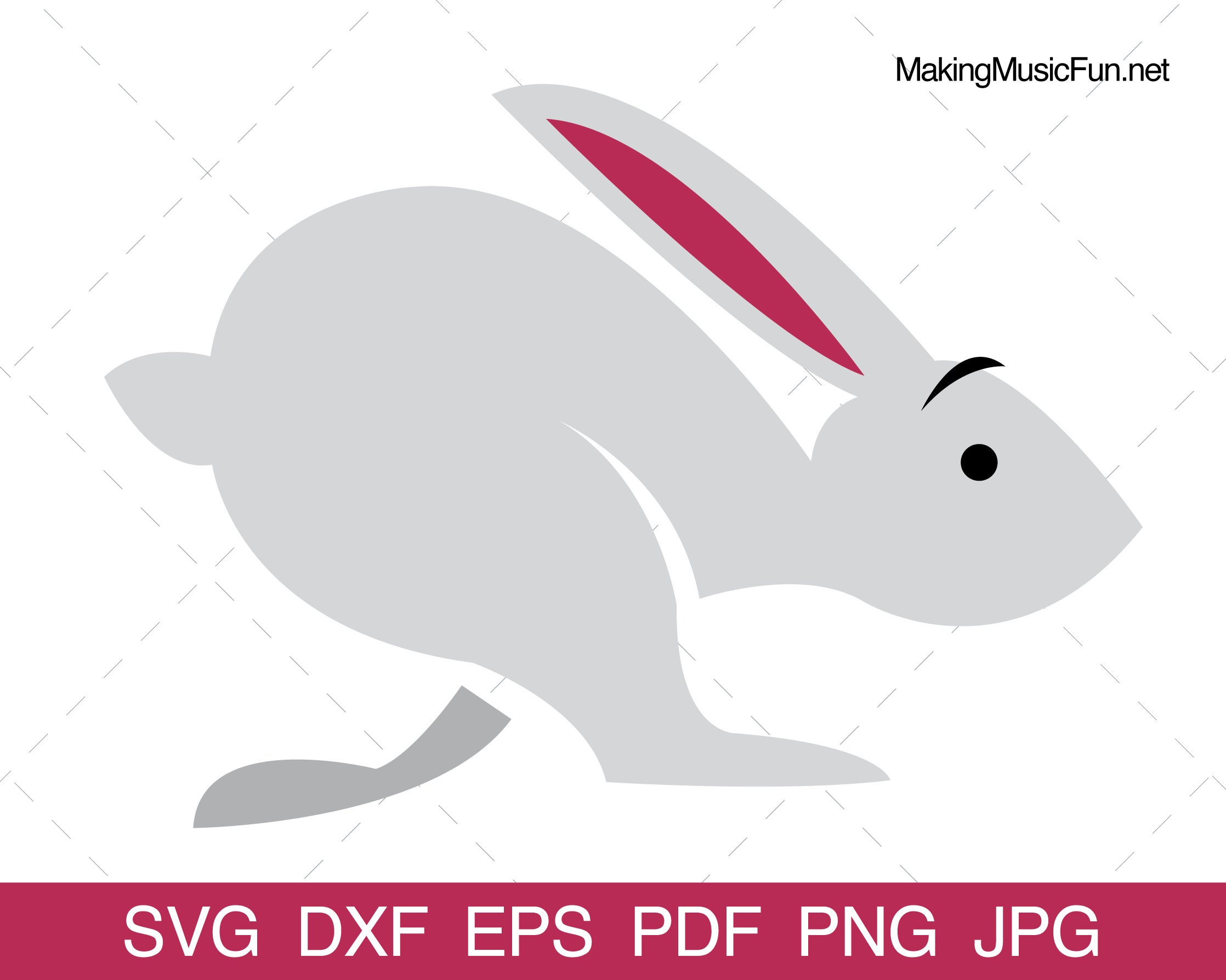 Rabbit Running - SVG Cricut & Silhouette Cut Files. Cartoon Rabbit ...
