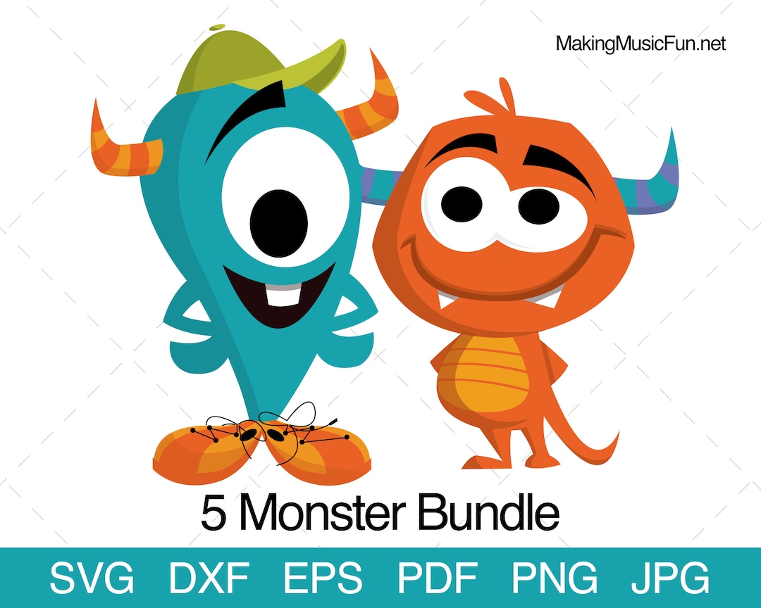5 Funny Monster Bundle SVG Cricut & Silhouette Cut Files. Clip Art and ...