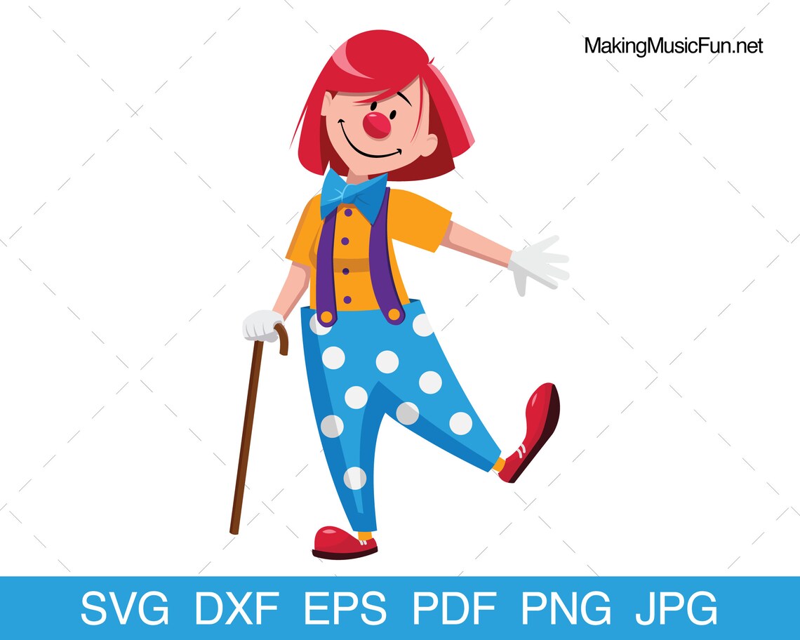 Clown SVG Cricut & Silhouette. Cute Girl Circus Clown Clip - Etsy