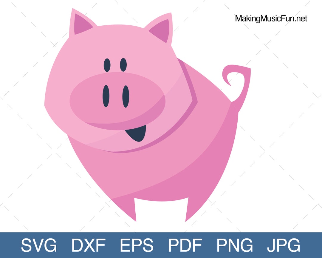 Piggy SVG Cricut & Silhouette Cut Files. Cartoon Farm Animal Clip Art ...