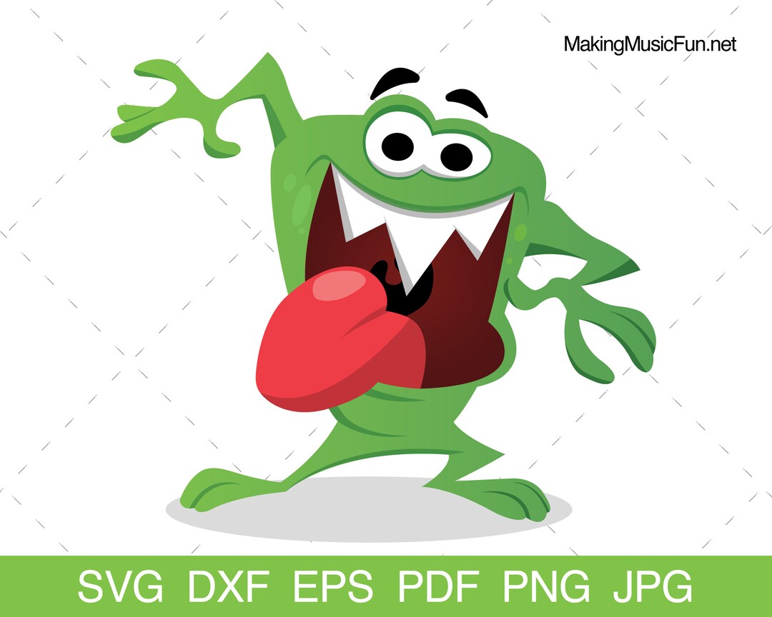 Funny Monster - SVG Cricut & Silhouette Cut Files. Green Cartoon ...