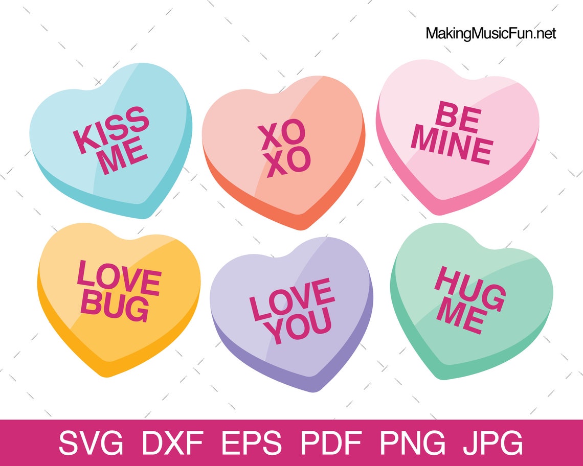 Candy Hearts SVG Cricut Cut Files. Candy Hearts Valentine's Day Clip ...