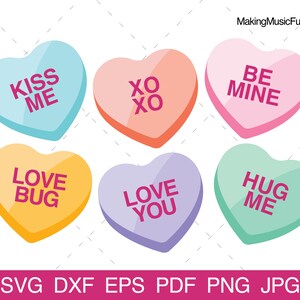 Candy Hearts SVG Cricut Cut Files. Candy Hearts Valentine's Day Clip ...