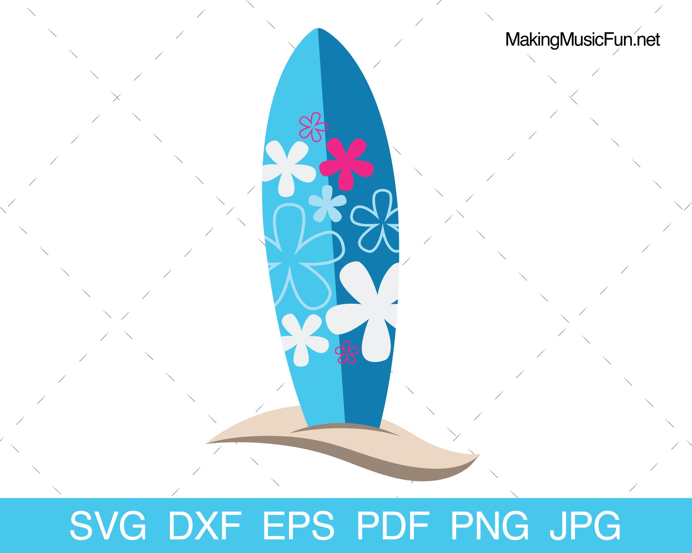 Surf Board - SVG Cricut & Silhouette Cut Files. Flower Surf Board Ship ...
