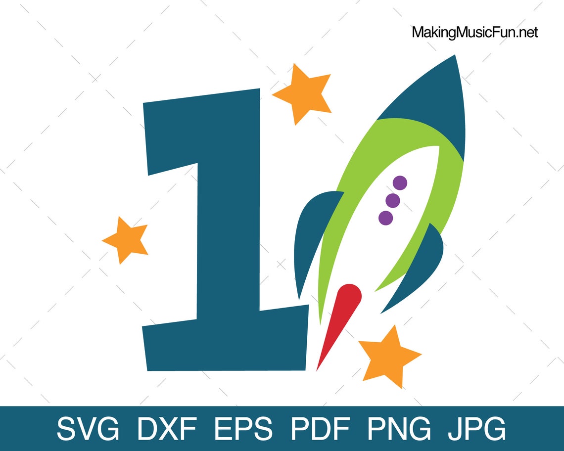 First Birthday SVG Cricut Cut Files. Rocket Number First Birthday Clip ...
