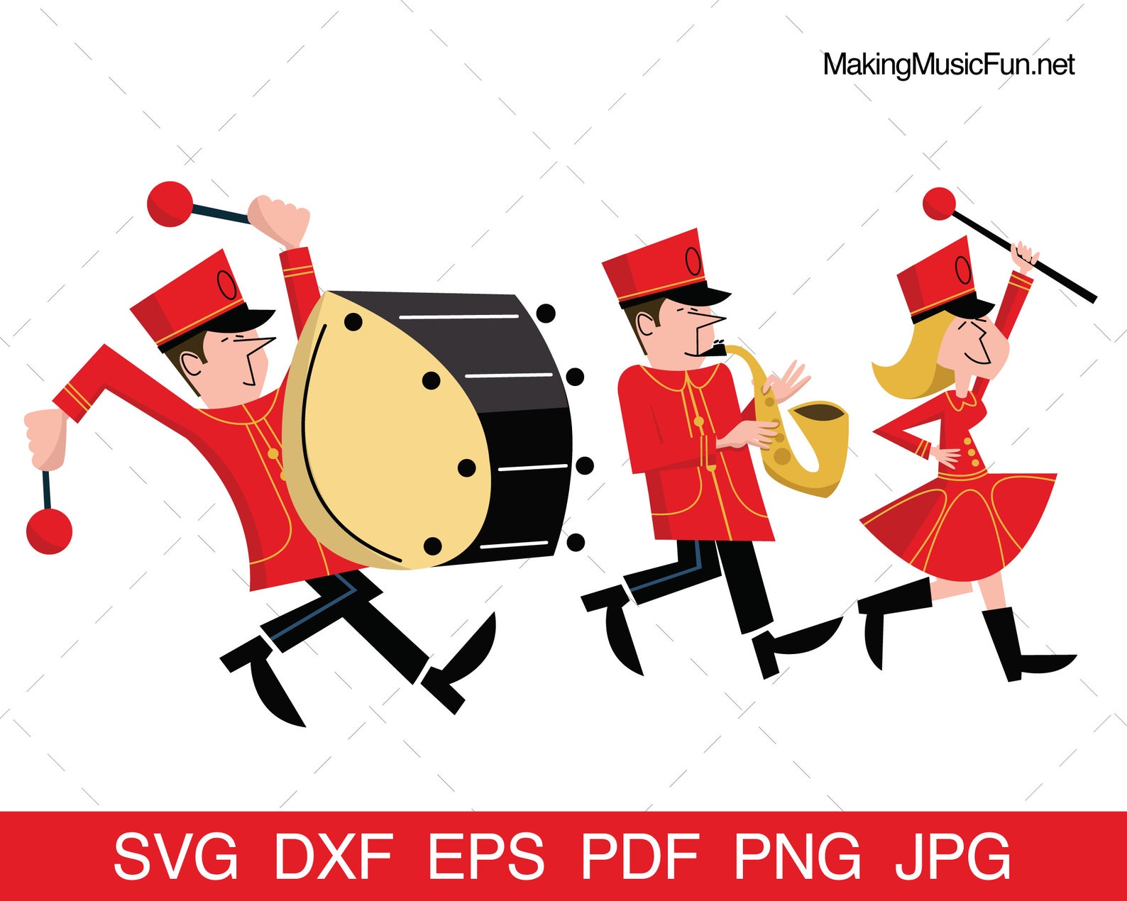 Marching Band - SVG Cricut Cut Files. Parade, Majorette, Saxophone ...