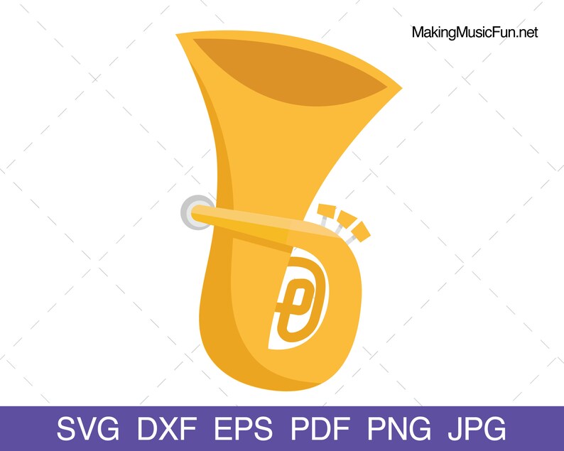 Tuba - SVG Cricut & Silhouette Cut Files. Stylized Cartoon Tuba Brass ...