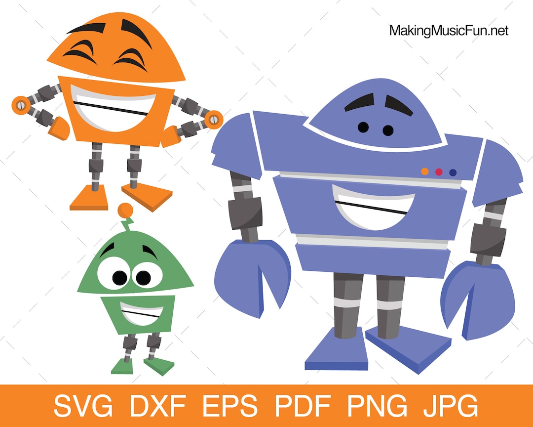 Robots - SVG Cricut & Silhouette Cut Files. 3 Funny Robots Clip Art and ...