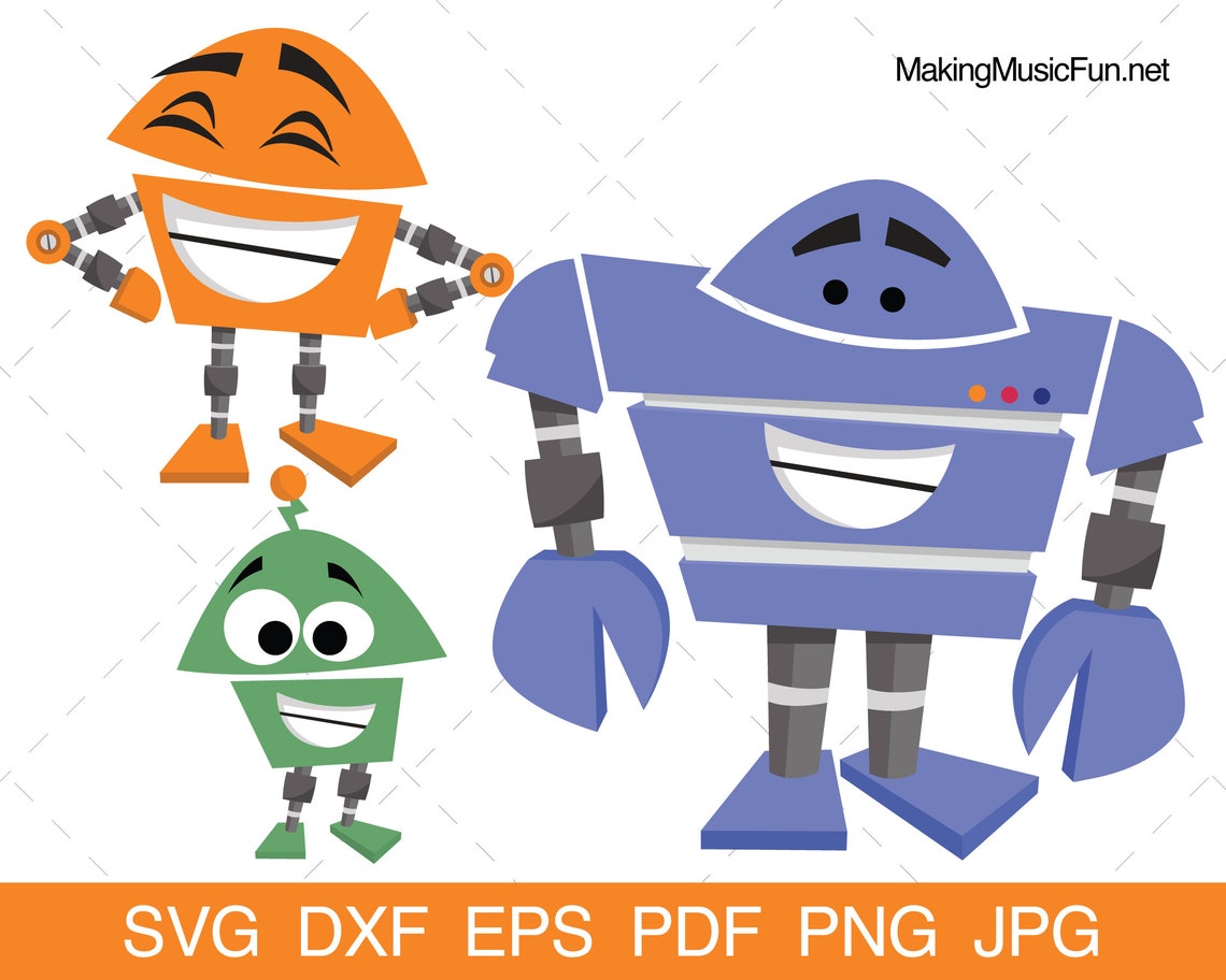 Robots SVG Cricut & Silhouette Cut Files. 3 Funny Robots Clip Art and ...