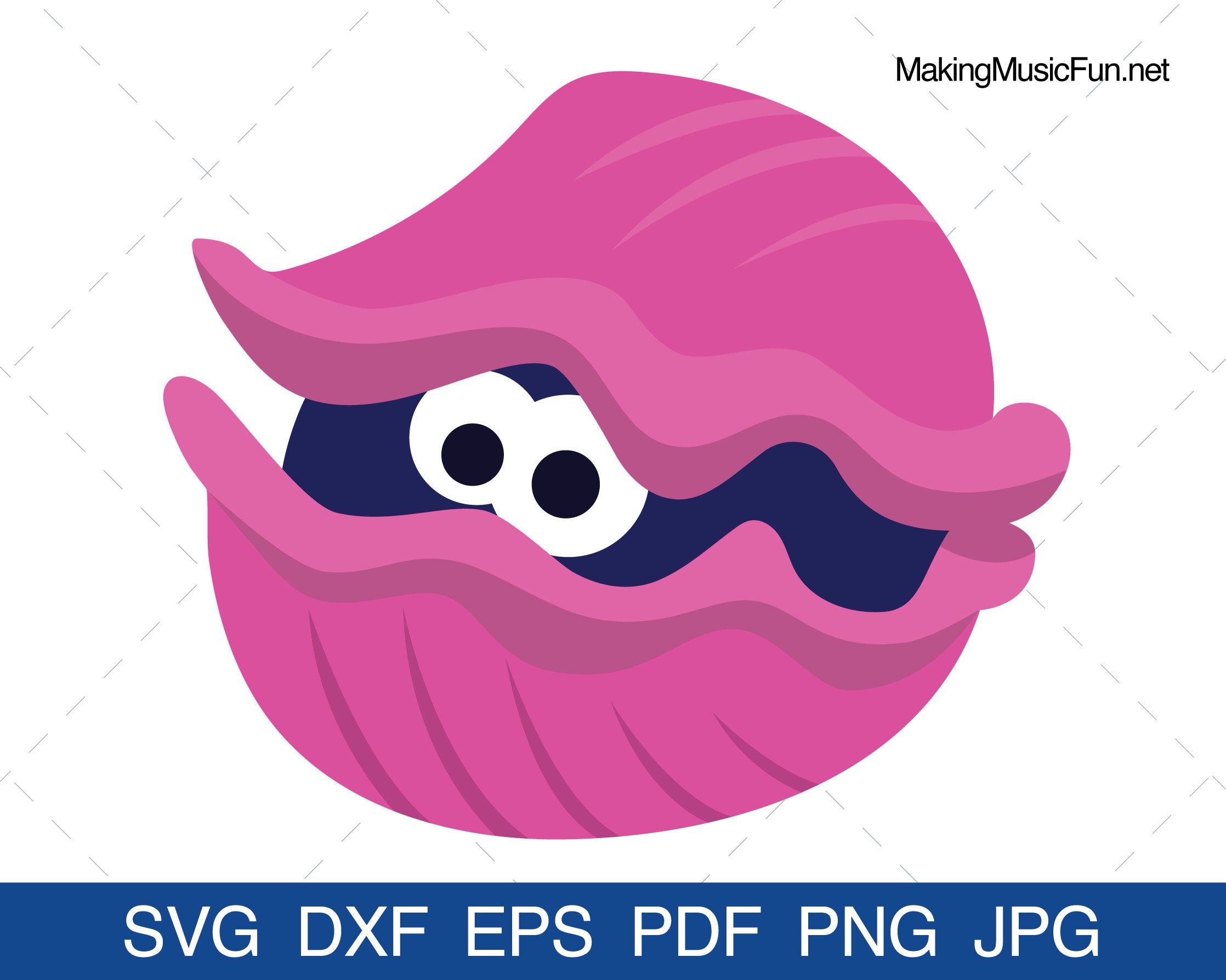 Clam - SVG Cricut & Silhouette Cut Files. Cartoon Clam Clip Art. Ocean ...