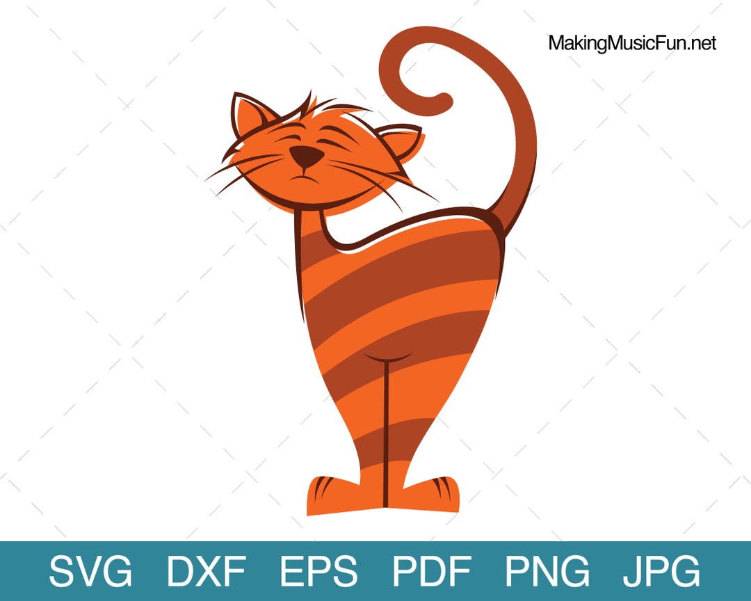 Cat SVG Cricut & Silhouette Cut Files. Striped Stylized Cat Clip Art ...
