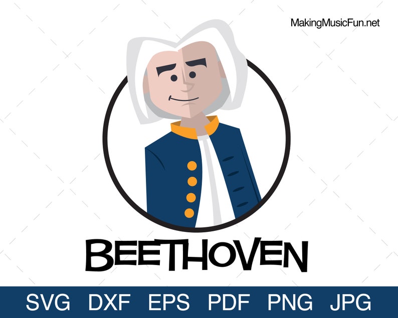 Beethoven - SVG Cricut & Silhouette Cut Files. Music Composer Clip Art ...