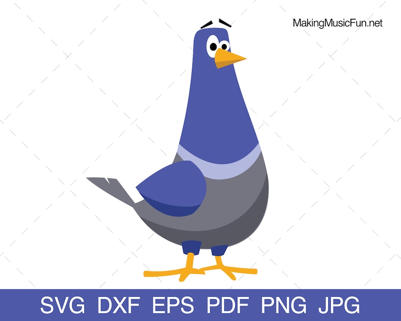 Pigeon SVG Cricut & Silhouette Cut Files. Funny Cartoon Pigeon Clip Art ...