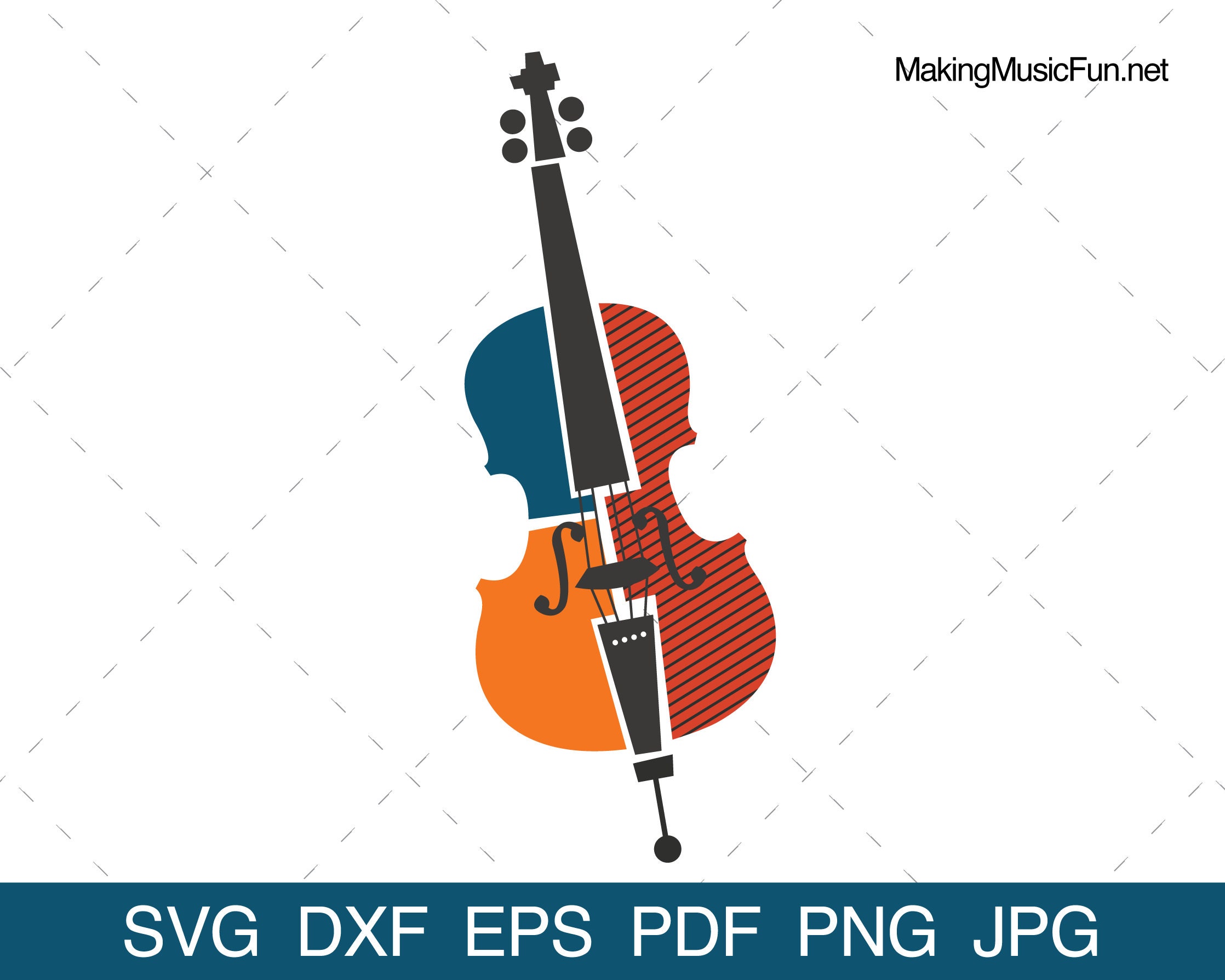 String Bass SVG Cricut & Silhouette Cut Files. Abstract String Double ...