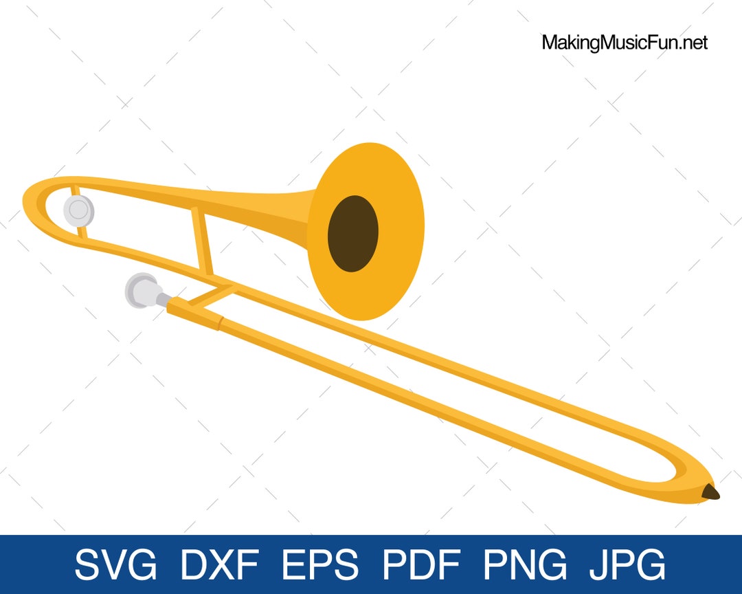 Trombone - SVG Cricut & Silhouette Cut Files. Trombone Clip Art and ...