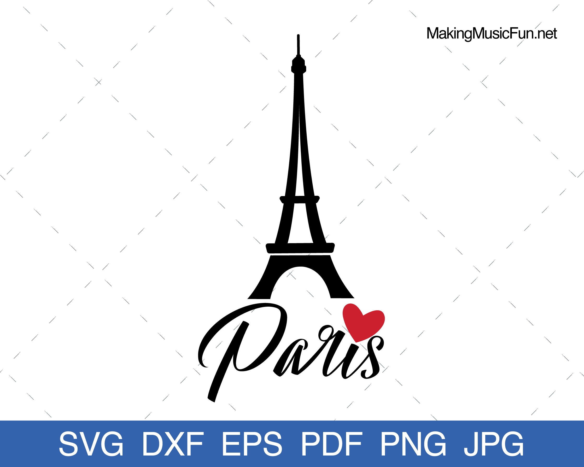 Eiffel Tower Cricut SVG Cut File. Eiffel Tower Paris Heart - Etsy