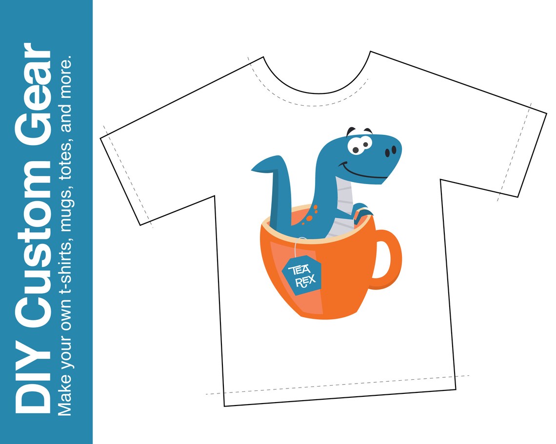 Tea-rex SVG Cricut & Silhouette Cut Files. Cartoon T-rex Dinosaur Tea ...