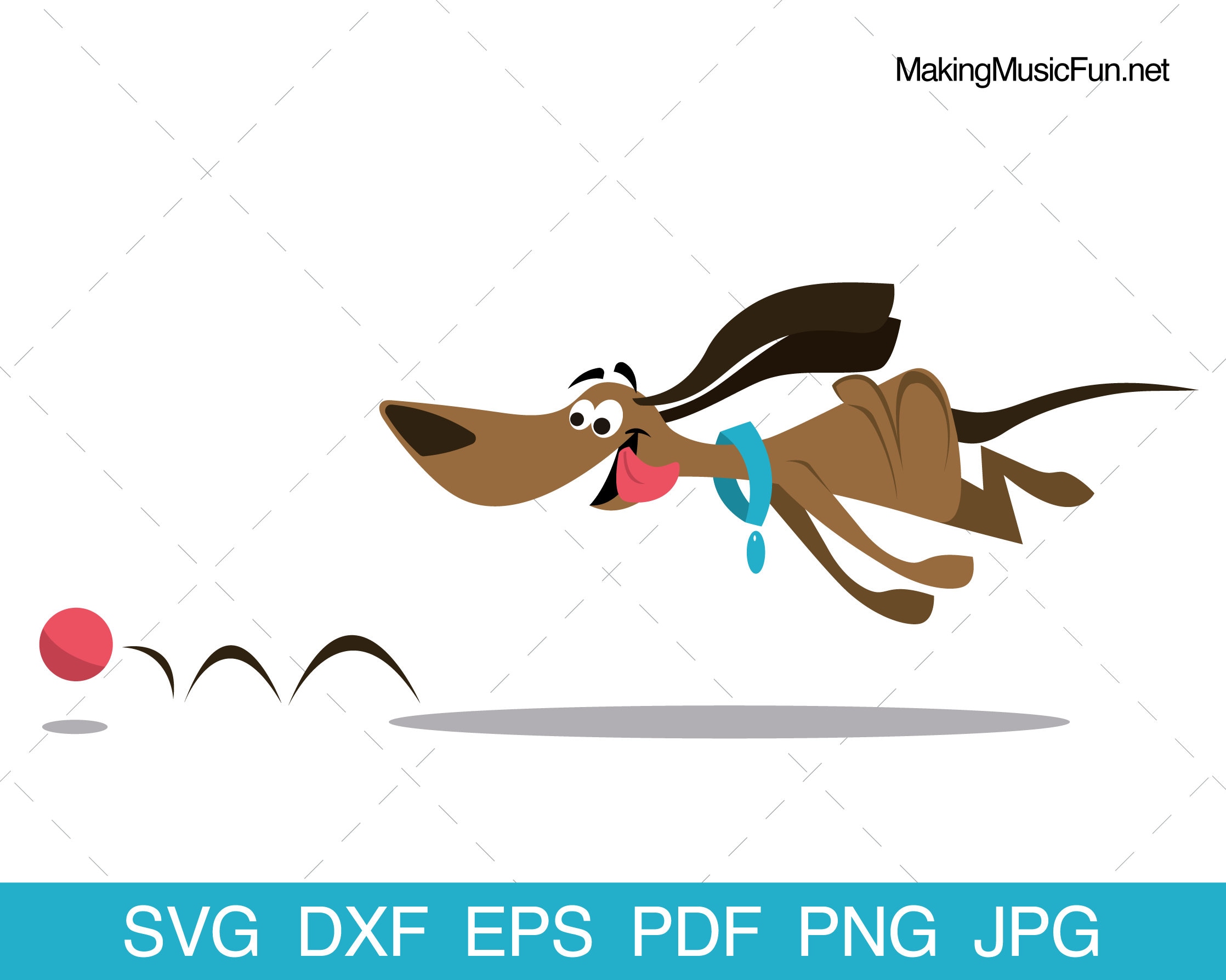 Dog Chasing Ball SVG Cricut & Silhouette Cut Files. Cartoon Funny Puppy ...