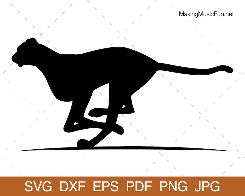 Cheetah Silhouette SVG Cricut Cut Files. Cheetah Clip Art. Running ...