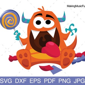 Candy Monster - SVG Cricut & Silhouette Cut Files. Candy Monster Clip ...