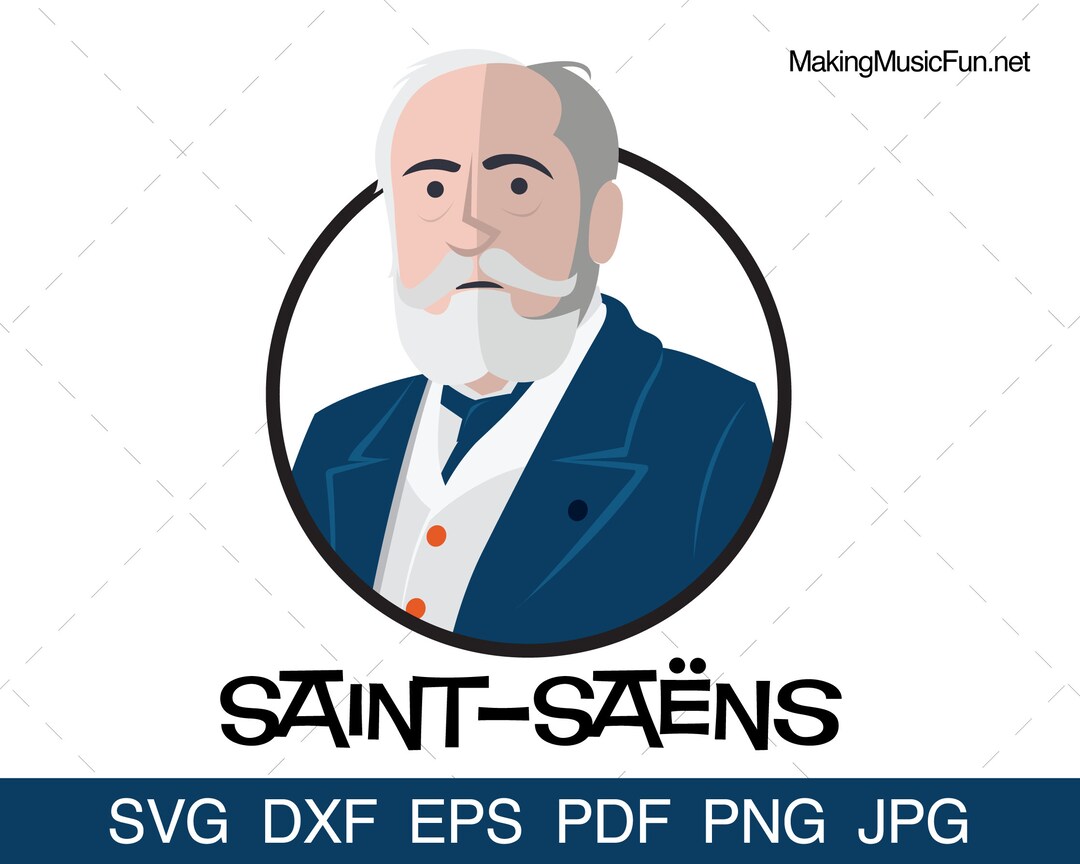 Saint-saens SVG Cricut & Silhouette Cut Files. Music Composer Clip Art ...