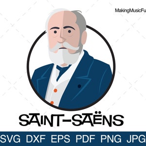 Saint-saens SVG Cricut & Silhouette Cut Files. Music Composer Clip Art ...