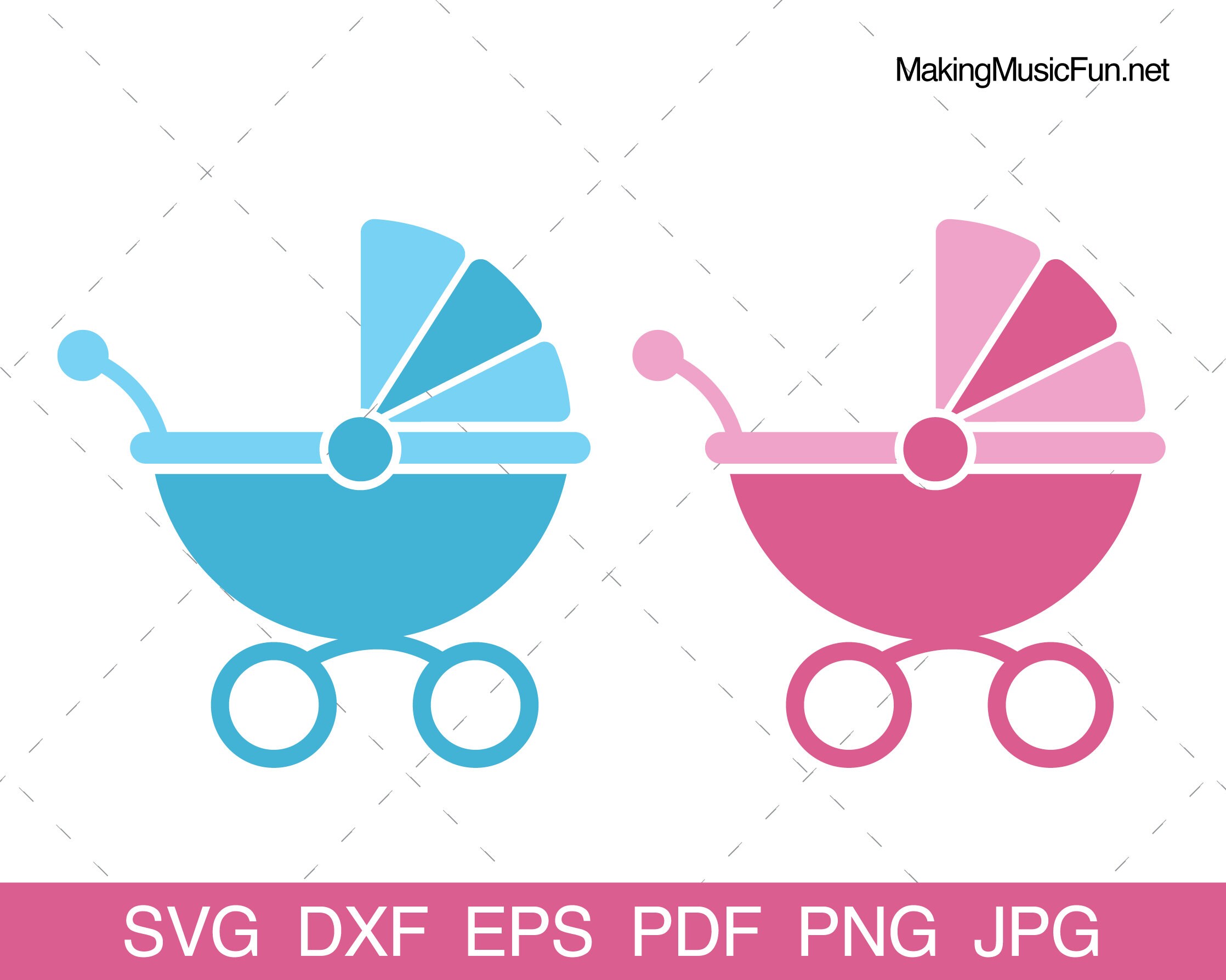 Baby Carriage SVG Cricut & Silhouette Cut Files. Baby Carriage Stroller ...
