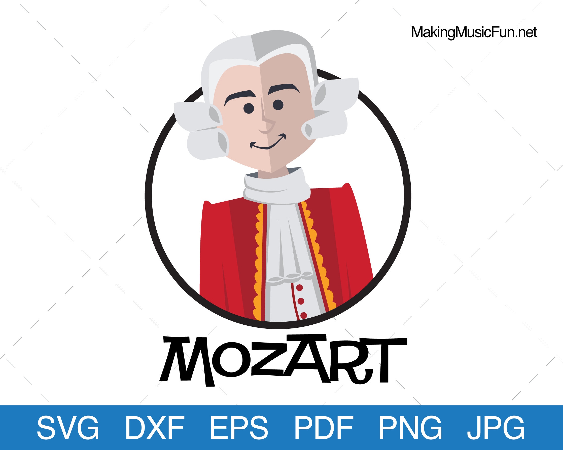 Mozart SVG Cricut & Silhouette Cut Files. Music Composer Clip Art and ...