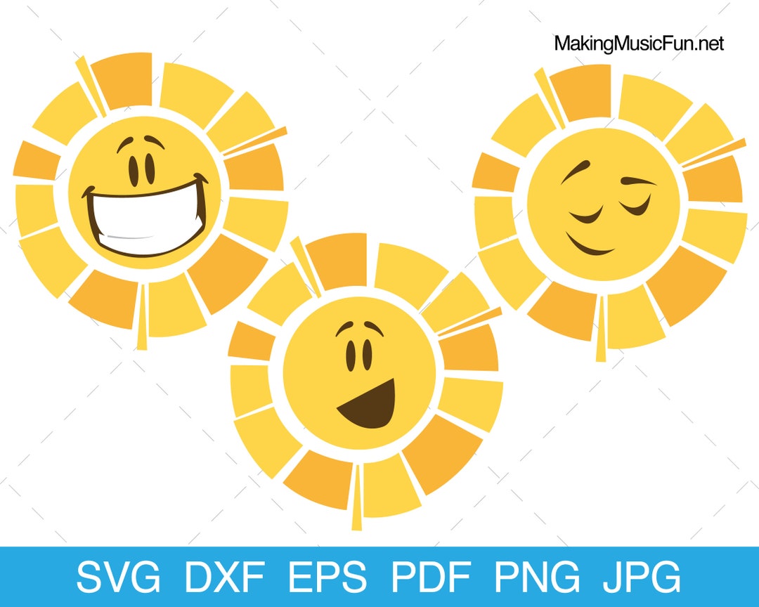 Happy Sun Bundle - SVG Cricut & Silhouette Cut Files. Smiling Cute ...