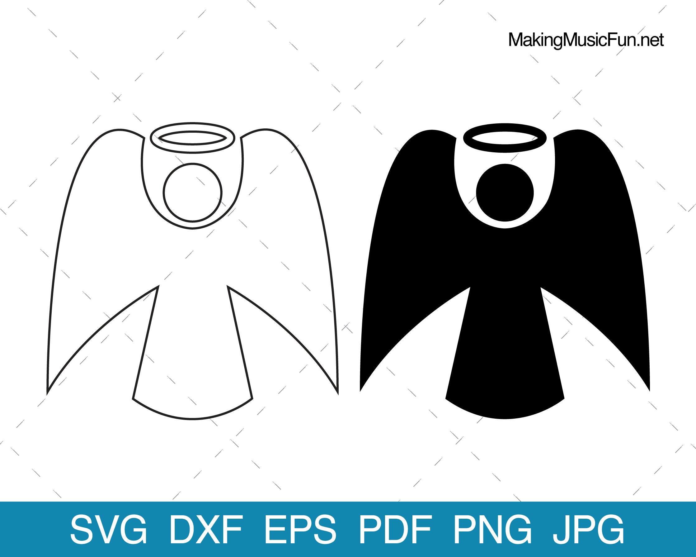 Angel SVG Cricut & Silhouette Cut Files. Angel With Halo - Etsy