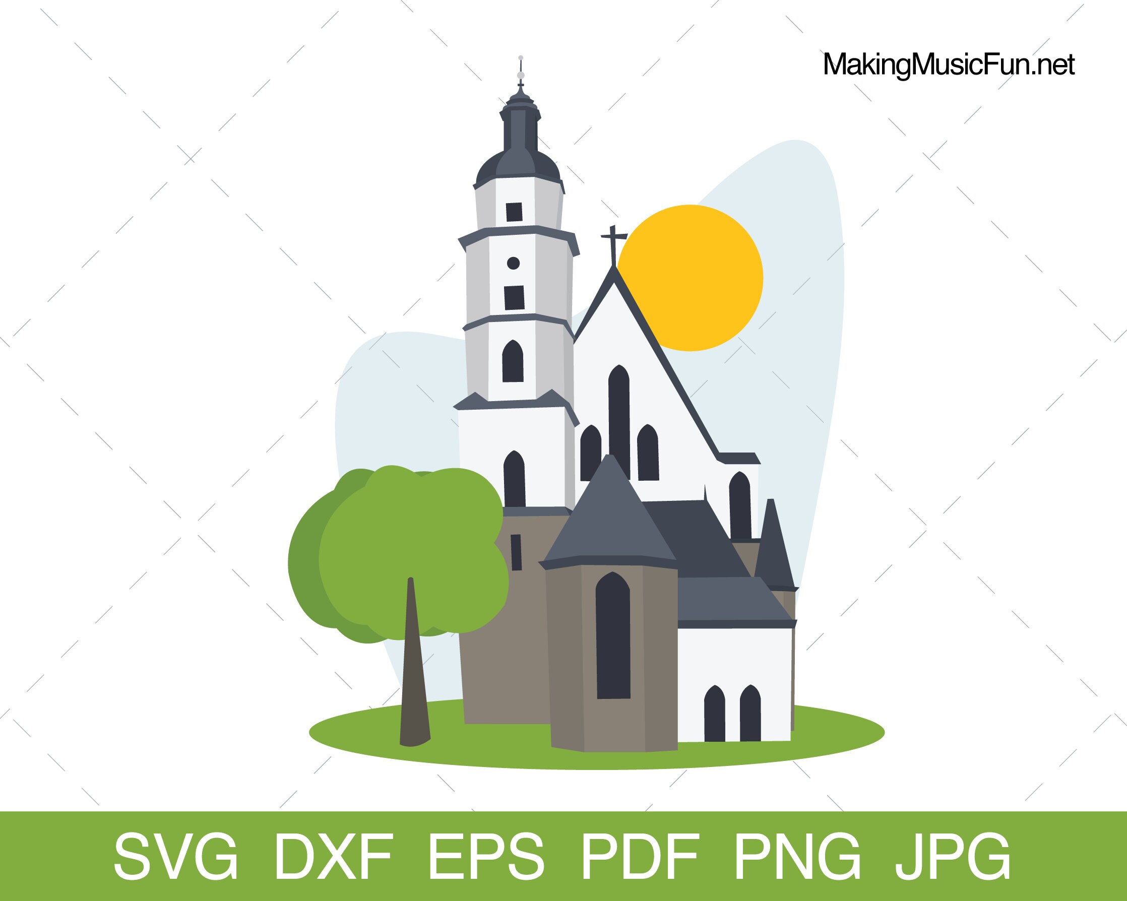 German Church Cricut SVG Cut File. Old Gothic Romanesque German Church ...