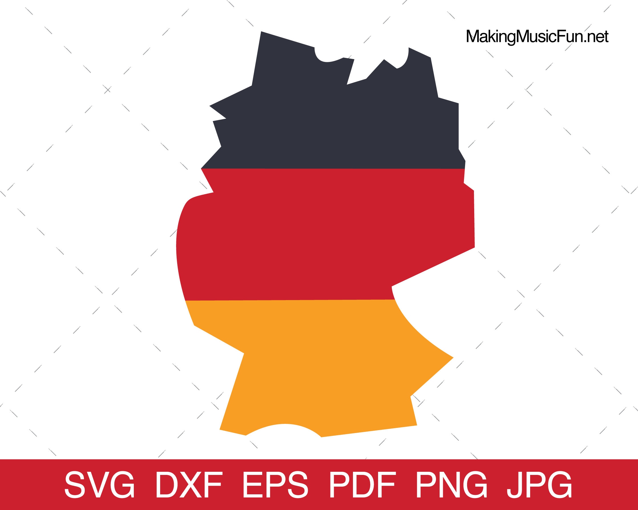 Germany Flag Map - SVG Cricut & Silhouette Files. Germany Flag Map Clip ...