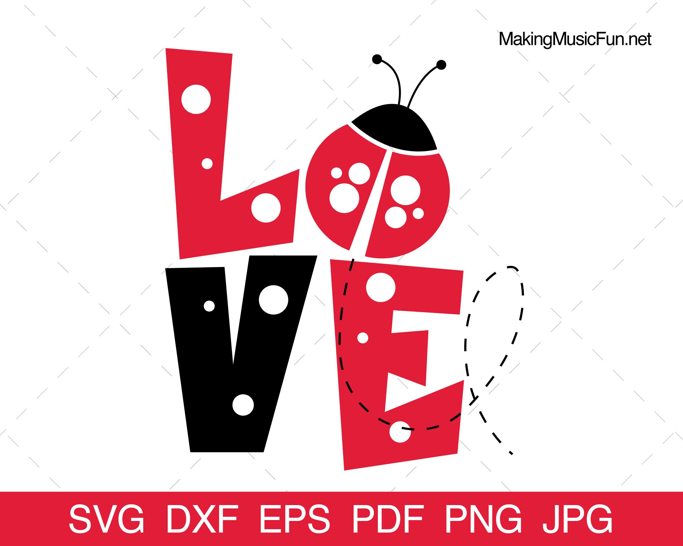 Love Bug Ladybug SVG and Clip Art. Lady Bug Valentine Vector ...