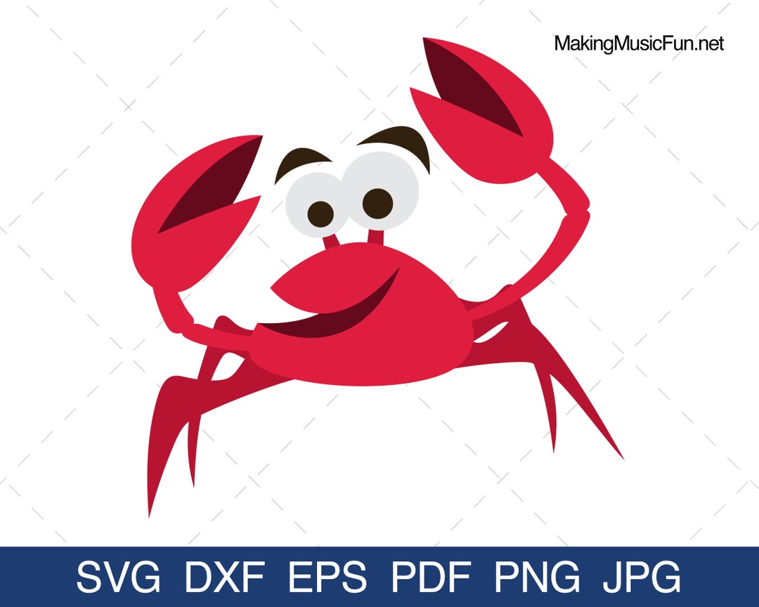 Crab - SVG Cricut & Silhouette Cut Files. Cartoon Crab Clip Art. Ocean ...