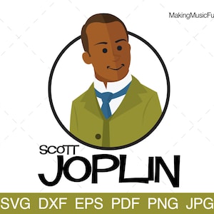 Scott Joplin SVG Cricut & Silhouette Cut Files. Music Composer Clip Art ...