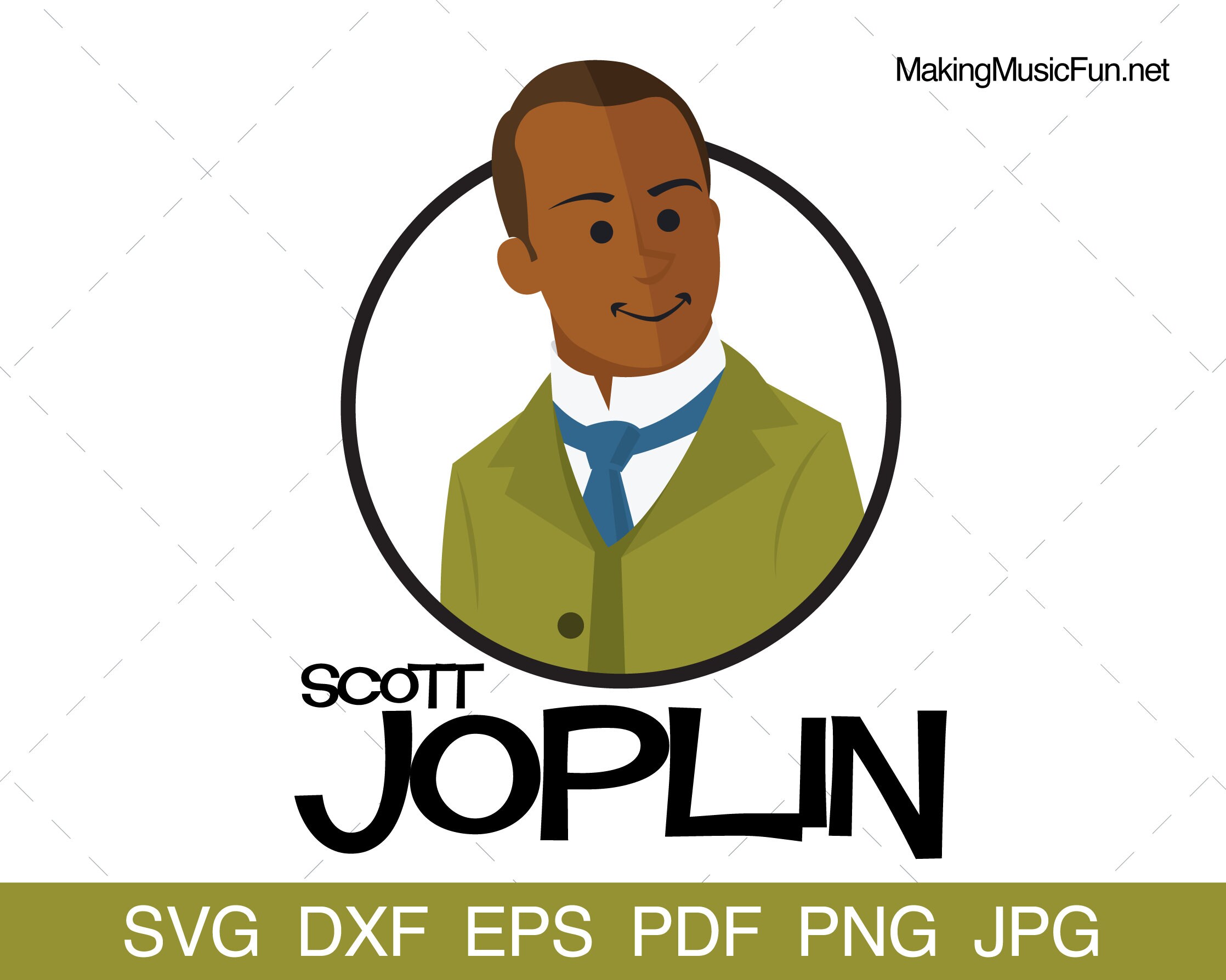 Scott Joplin SVG Cricut & Silhouette Cut Files. Music Composer Clip Art ...