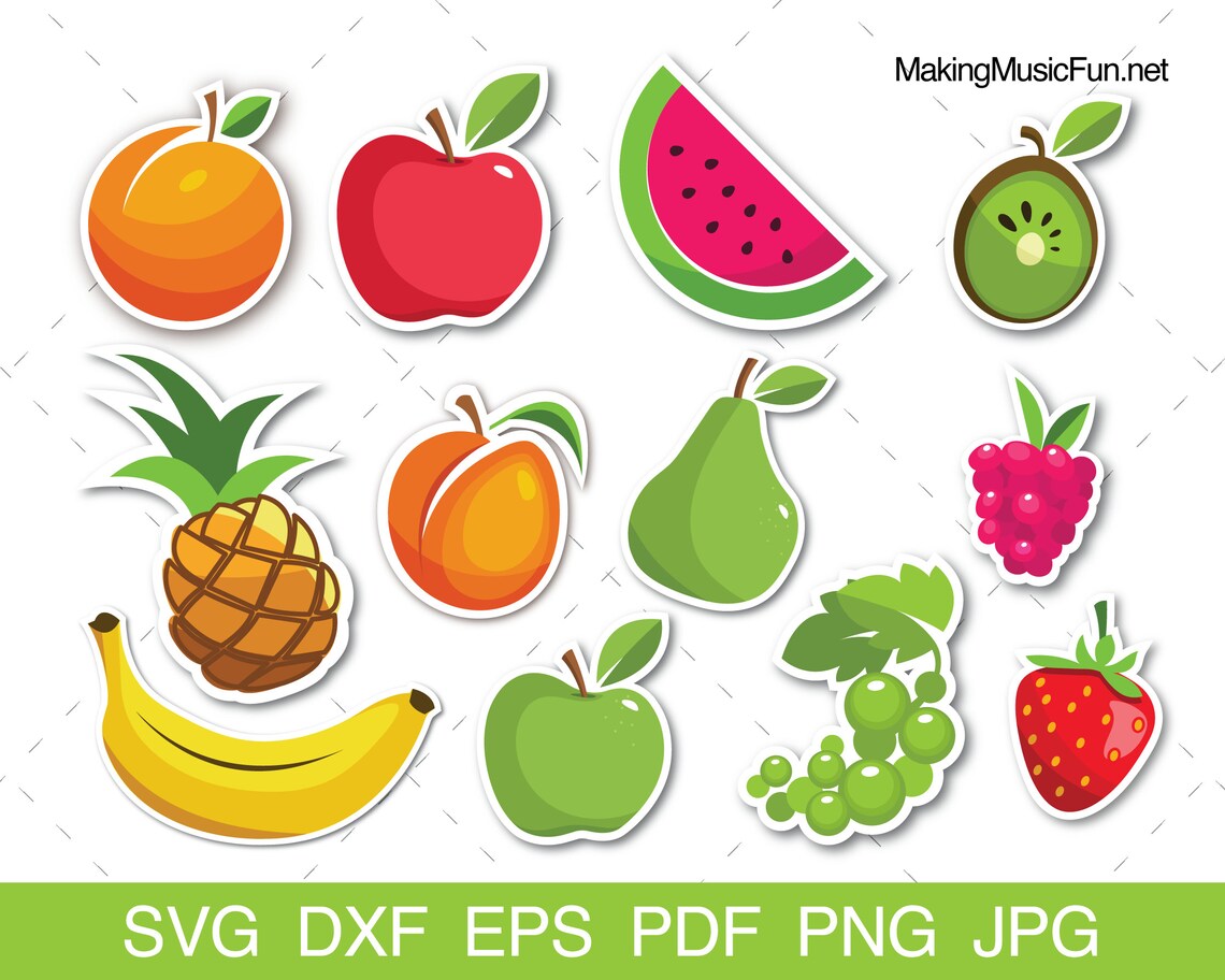Fruit - SVG Cut Files. Apple, Orange, Banana, Grapes, Pineapple ...