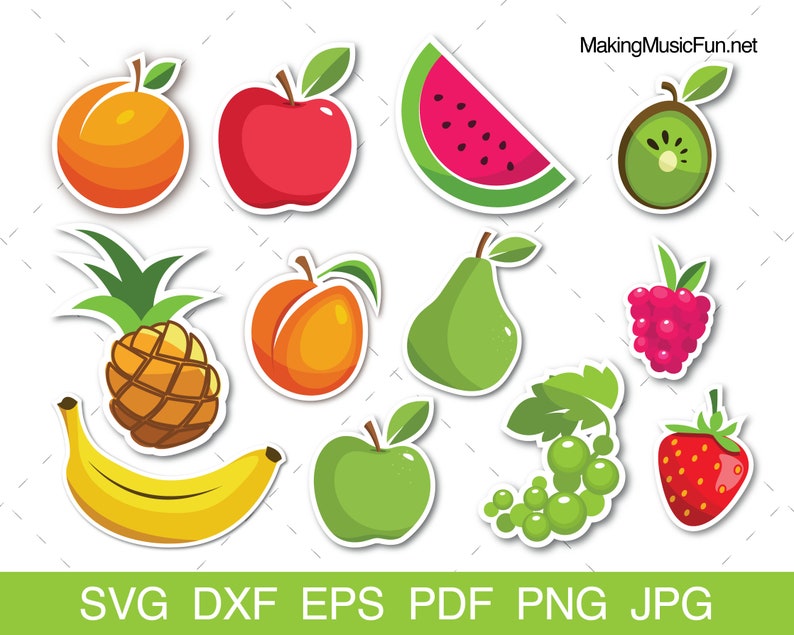 Fruit SVG Cut Files. Apple, Orange, Banana, Grapes, Pineapple ...