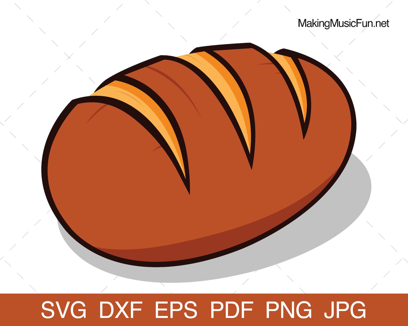 Bread - SVG Cricut & Silhouette Cut Files. Crusty Bread Loaf Clip Art ...