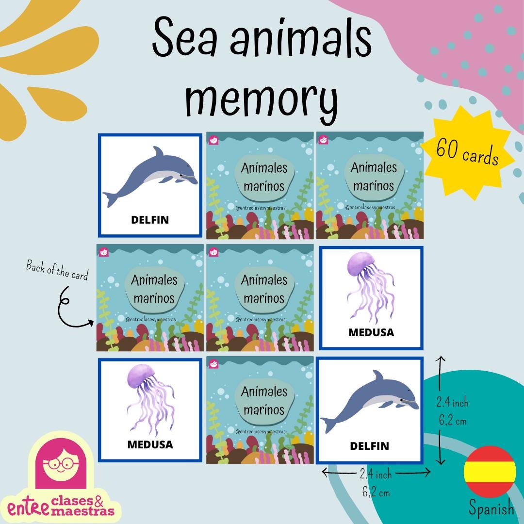 Sea Animals Memory Game, Matching Activity, Party Game, Preschool ...