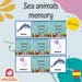 Sea Animals Memory Game, Matching Activity, Party Game, Preschool ...
