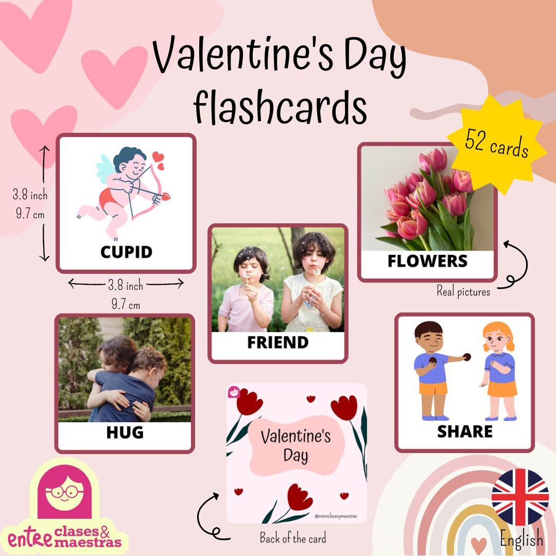 Valentine's Day Flashcards for Kids | Printable PDF Vocabulary Cards ...