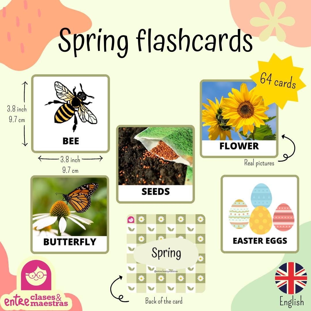 Spring Flashcards Printable PDF | 64 Spring Vocabulary Cards for Kids ...
