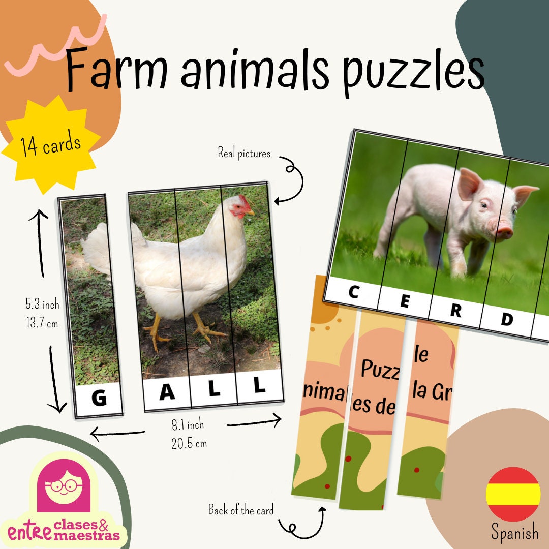 Farm Animals Puzzle Game, Logic Activity, Mind Game, Preschool ...