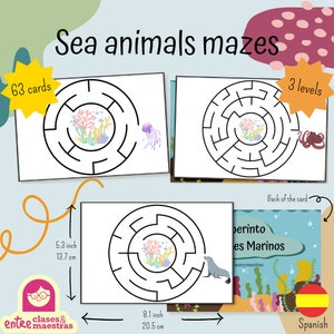 Sea Animals Maze Game, Logic Activity, Mind Game, Preschool Printable ...
