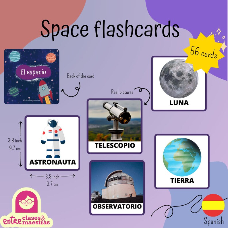 Printable Flashcards of the Space, Educational Flashcards, Learning the ...