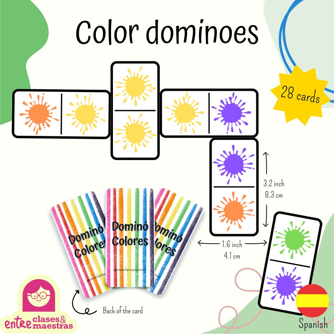 Color Dominoes Game, Matching Activity, Party Game, Preschool Printable ...