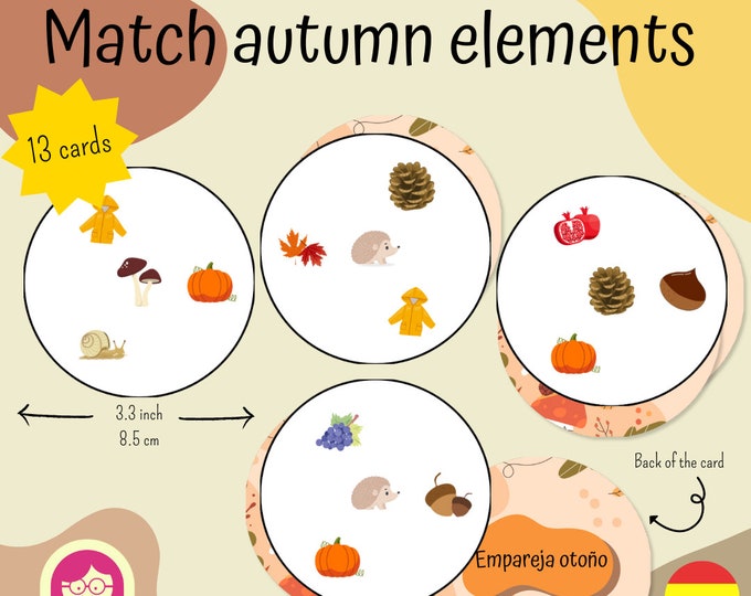 Autumn Match Game Spanish, Matching Activity, Party Game, Preschool ...