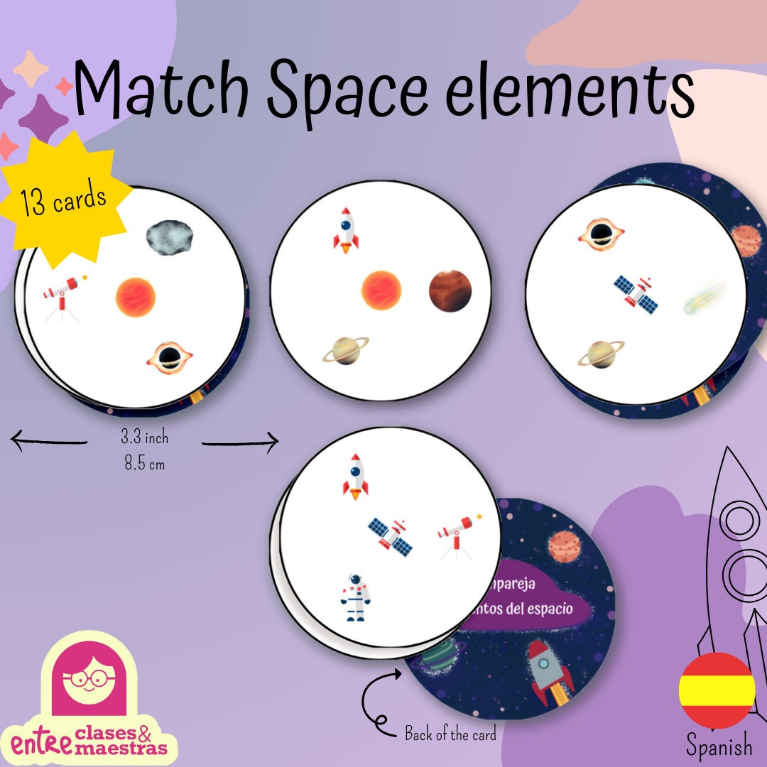 Space Match Game, Matching Activity, Party Game, Preschool Printable ...