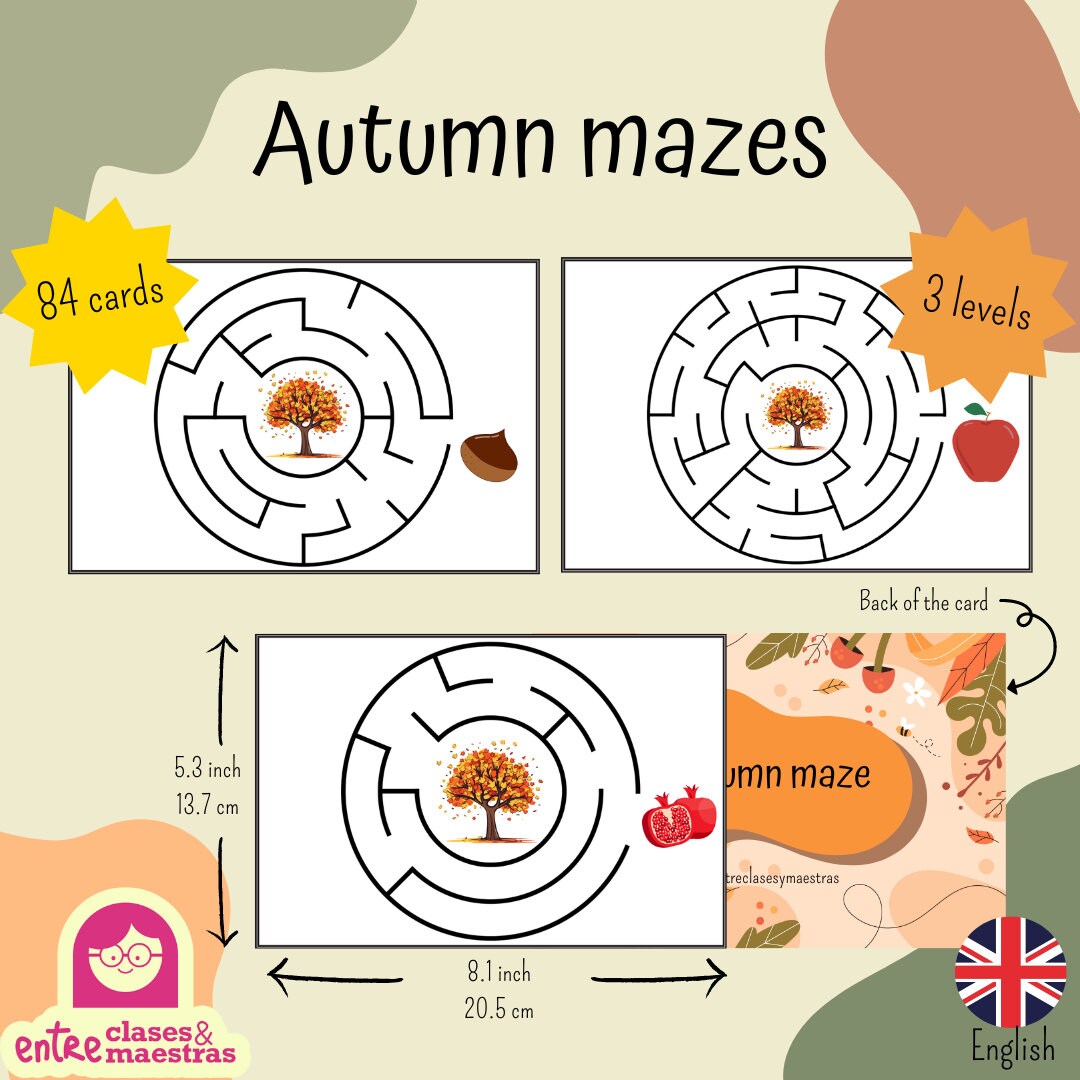 Autumn Maze Game, Logic Activity, Mind Game, Preschool Printable ...